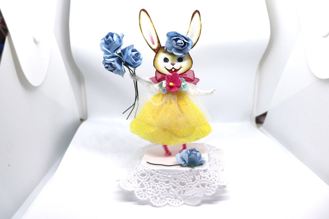 Vintage Style Bump Chenille Spring Bunny Figure Easter Paper - Etsy