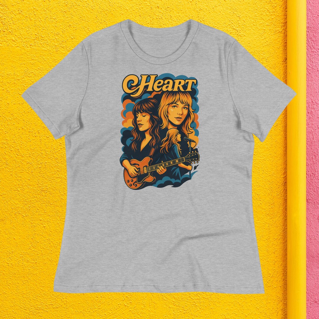 Women's Vintage Heart Band Shirt | 70s Rock Graphic Tee | Retro Music ...