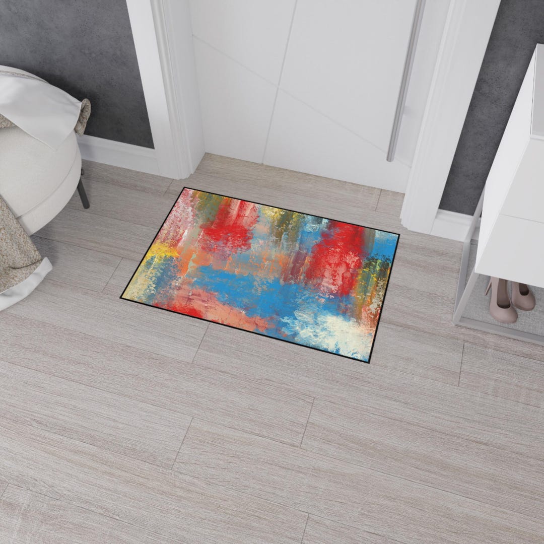 Abstract Art Floor Mat: Colorful Heavy Duty Polyester Rug - Etsy