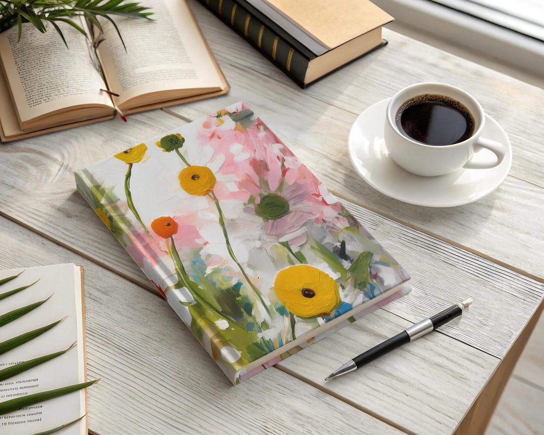 Floral Art Notebook, Colorful Flower Pattern, Lined Pages - Etsy