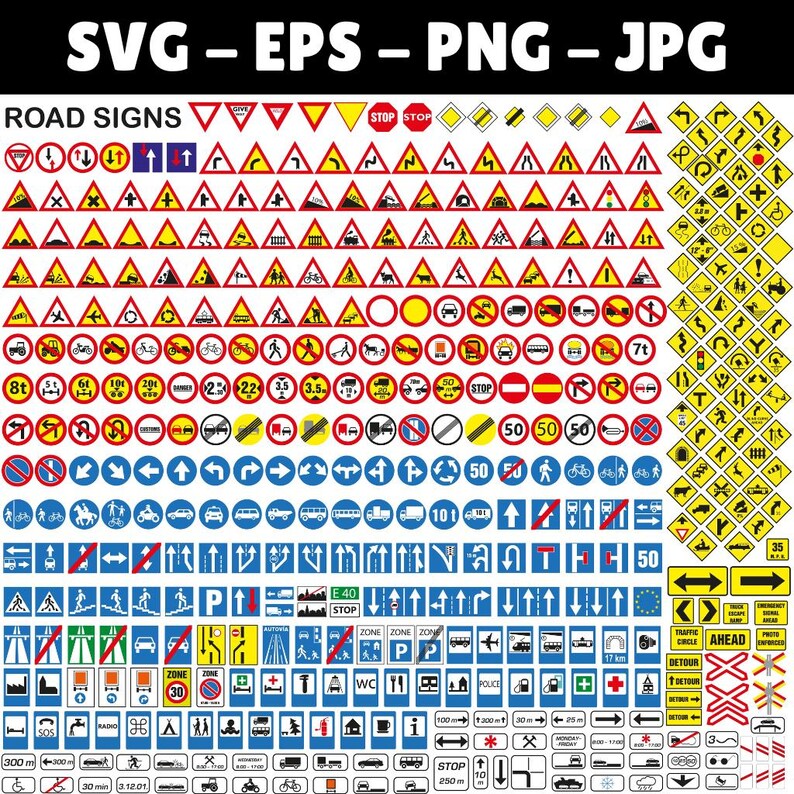 446 Traffic Signs Clipart, Traffic Signs Svg Bundle, Street Sign ...