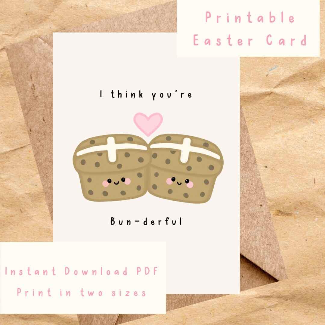 Cute Happy Easter Hot Cross Bun Card for Kids, Partner, Boyfriend ...