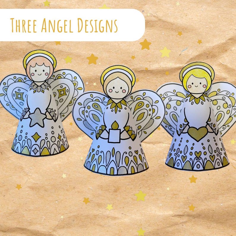 Printable Christmas Folding Paper Angel Candle Holder - Etsy