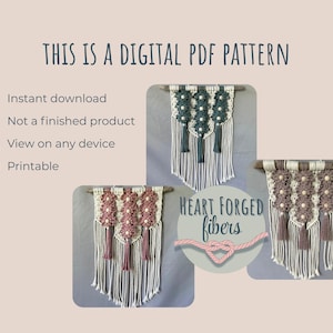DIY Macrame Pattern PDF Download – Floral Wall Hanging With Beads ...