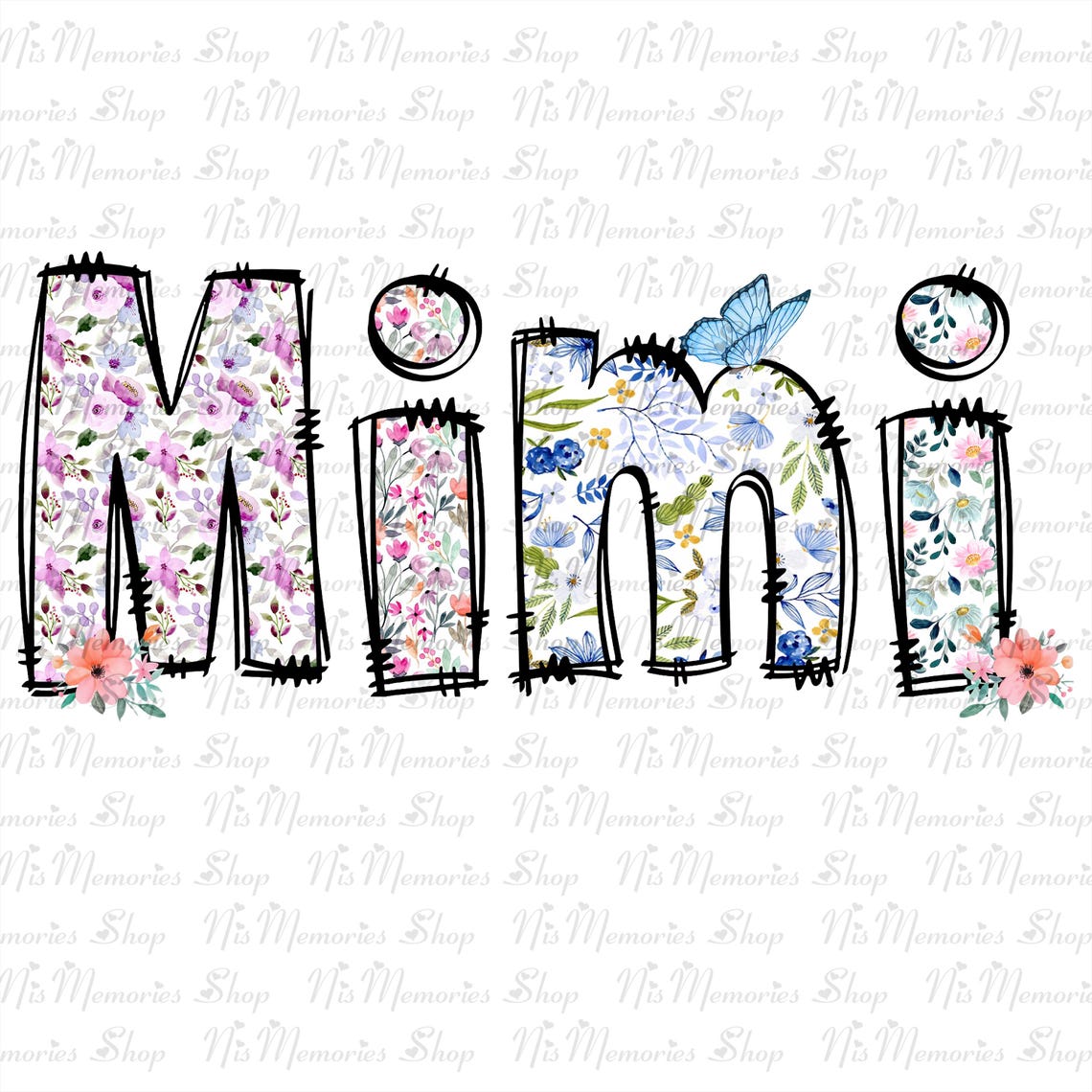 Boho Floral Mimi PNG 4500x4500px, Graphic Digital Download, Mimi ...