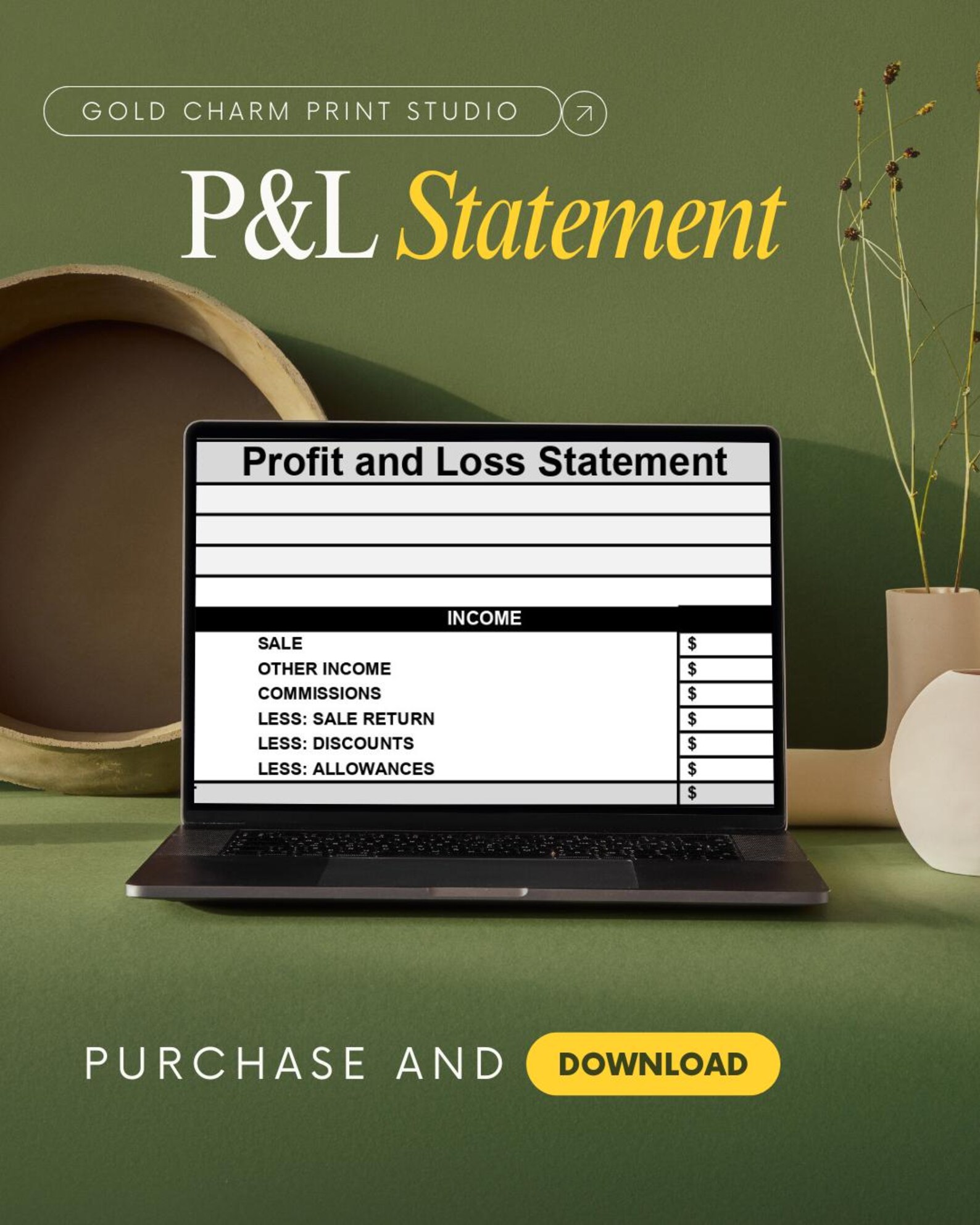 Printable Profit and Loss Statement Template | P&L Sheet | Small ...