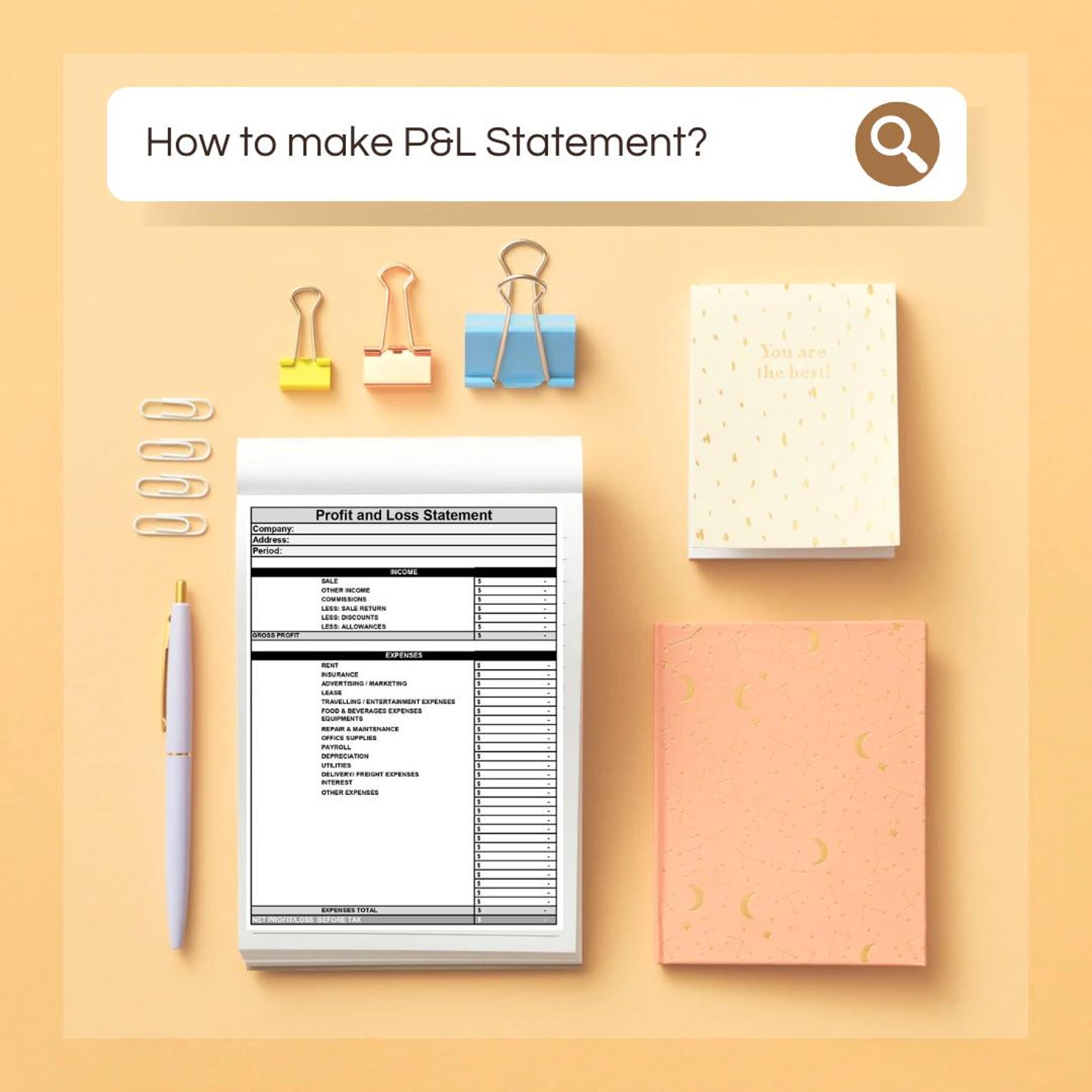 Printable Profit and Loss Statement Template | P&L Sheet | Small ...