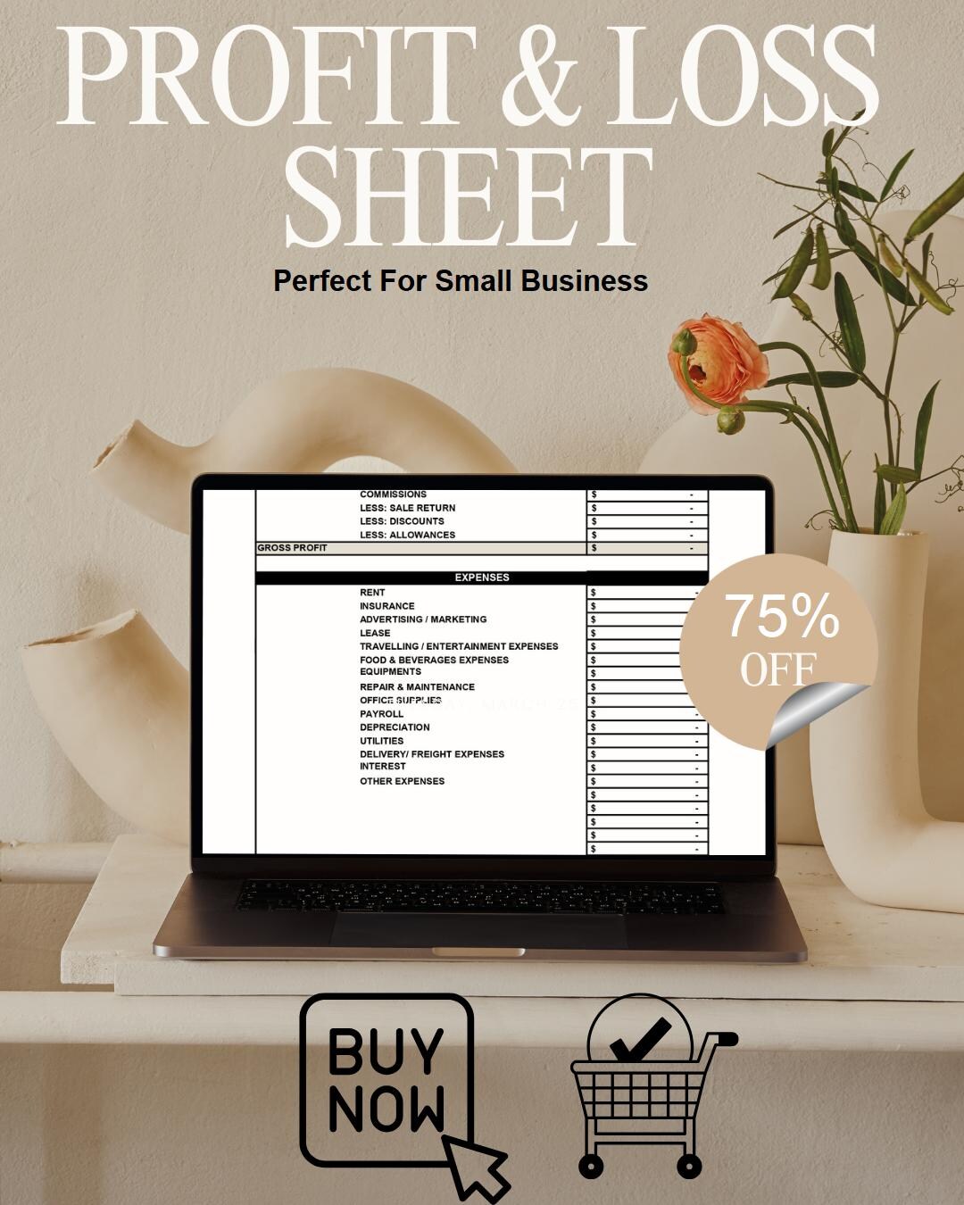 Printable Profit and Loss Statement Template | P&L Sheet | Small ...