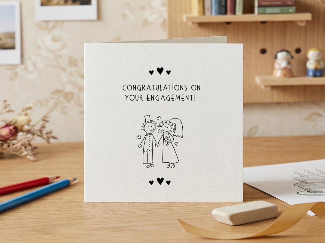Congratulations on Your Engagement Card, Just Engaged Congrats, Stick ...
