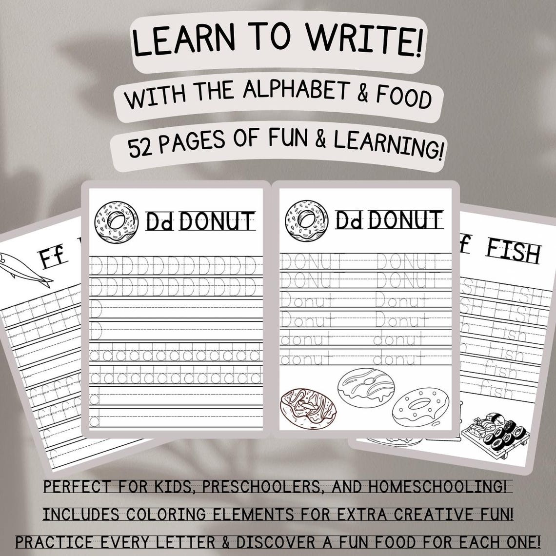 Printable Handwriting Worksheet – 52 Pages of Letter and Word Tracing ...