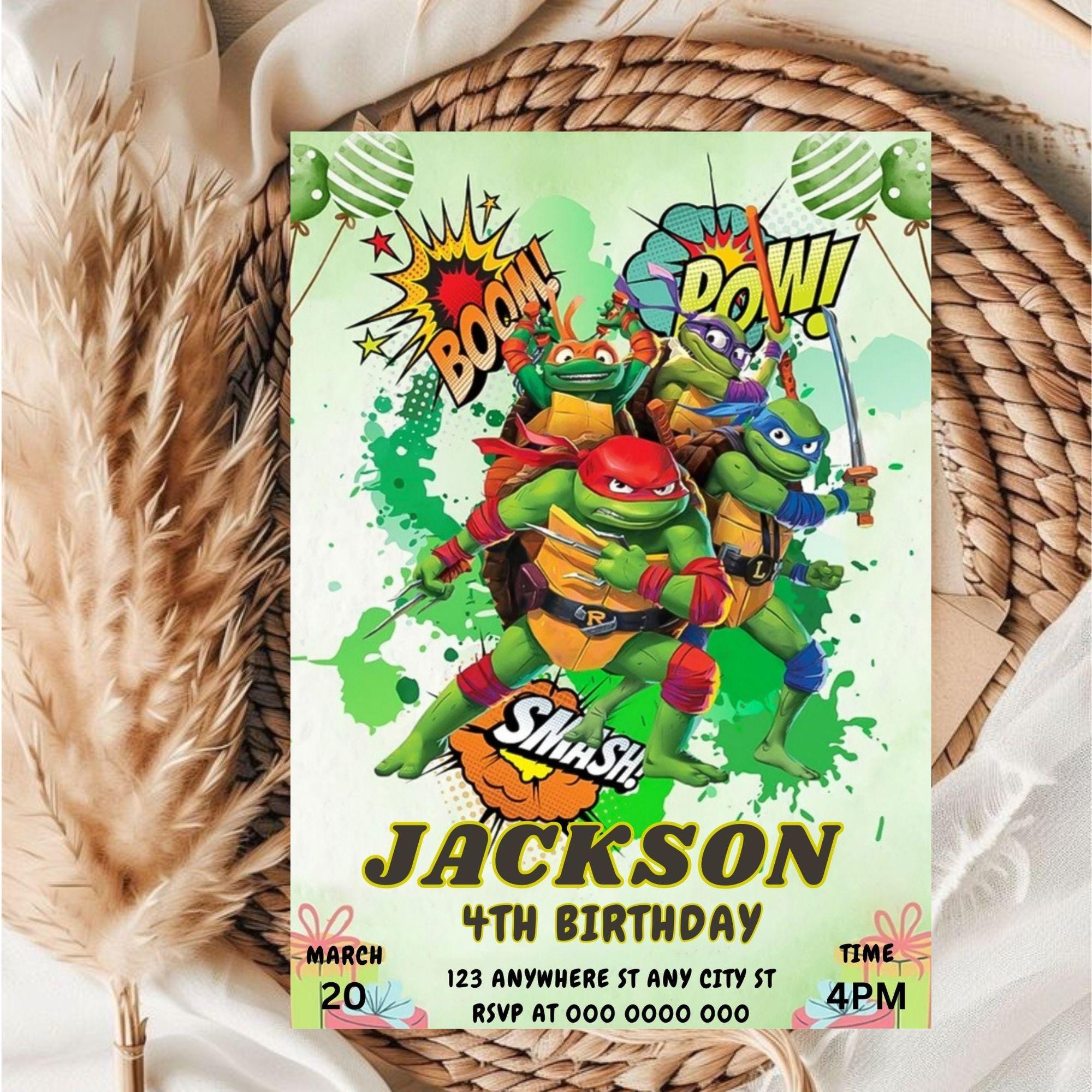 Printable Ninja Birthday Party Invitation, Editable Ninja Turtle ...