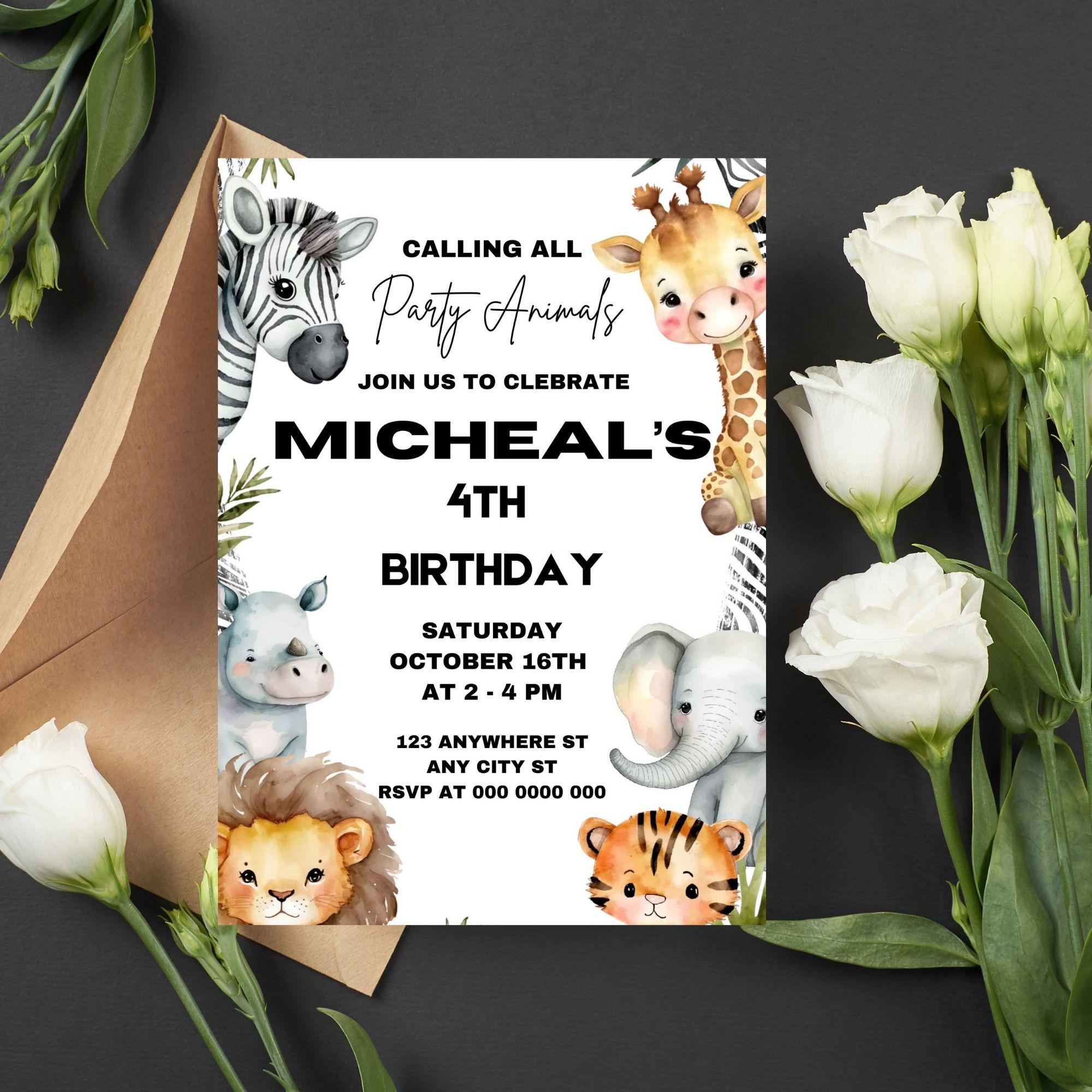 Editable Safari Birthday Invitation Template / Safari Birthday ...