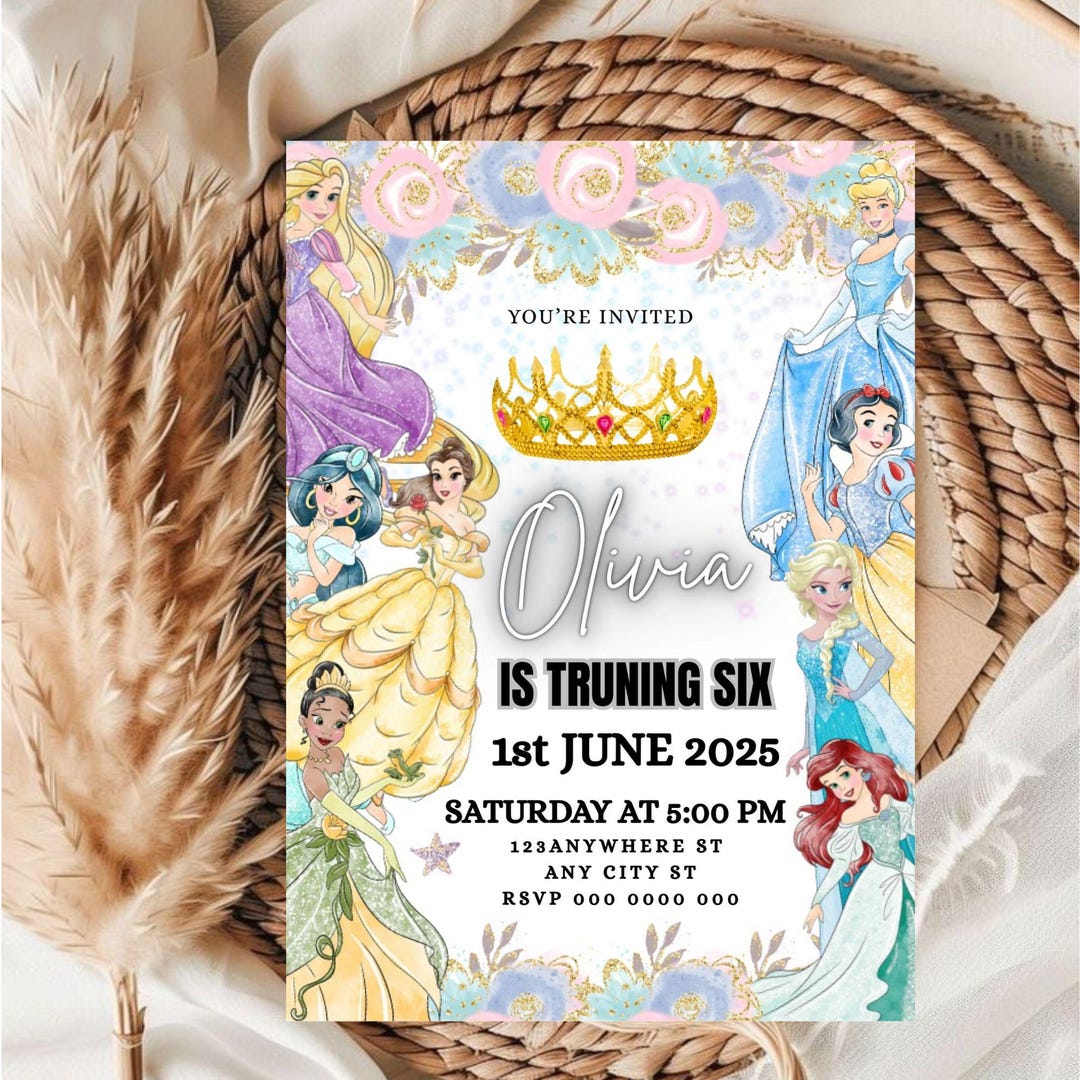 Editable Princess Birthday Invitation Template, Magical Princess ...