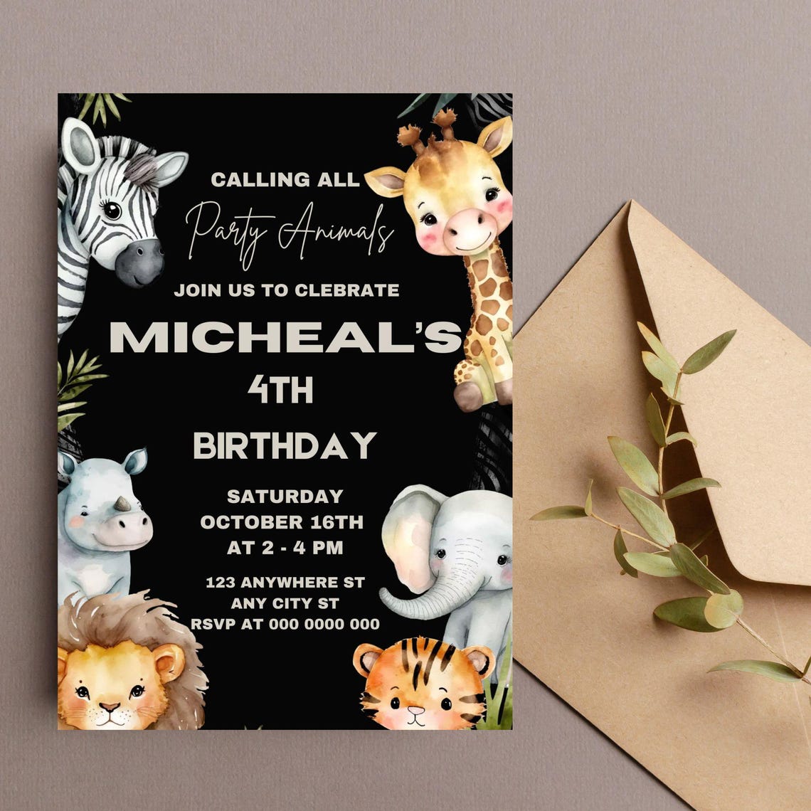 Editable Safari Birthday Invitation Template / Safari Birthday ...