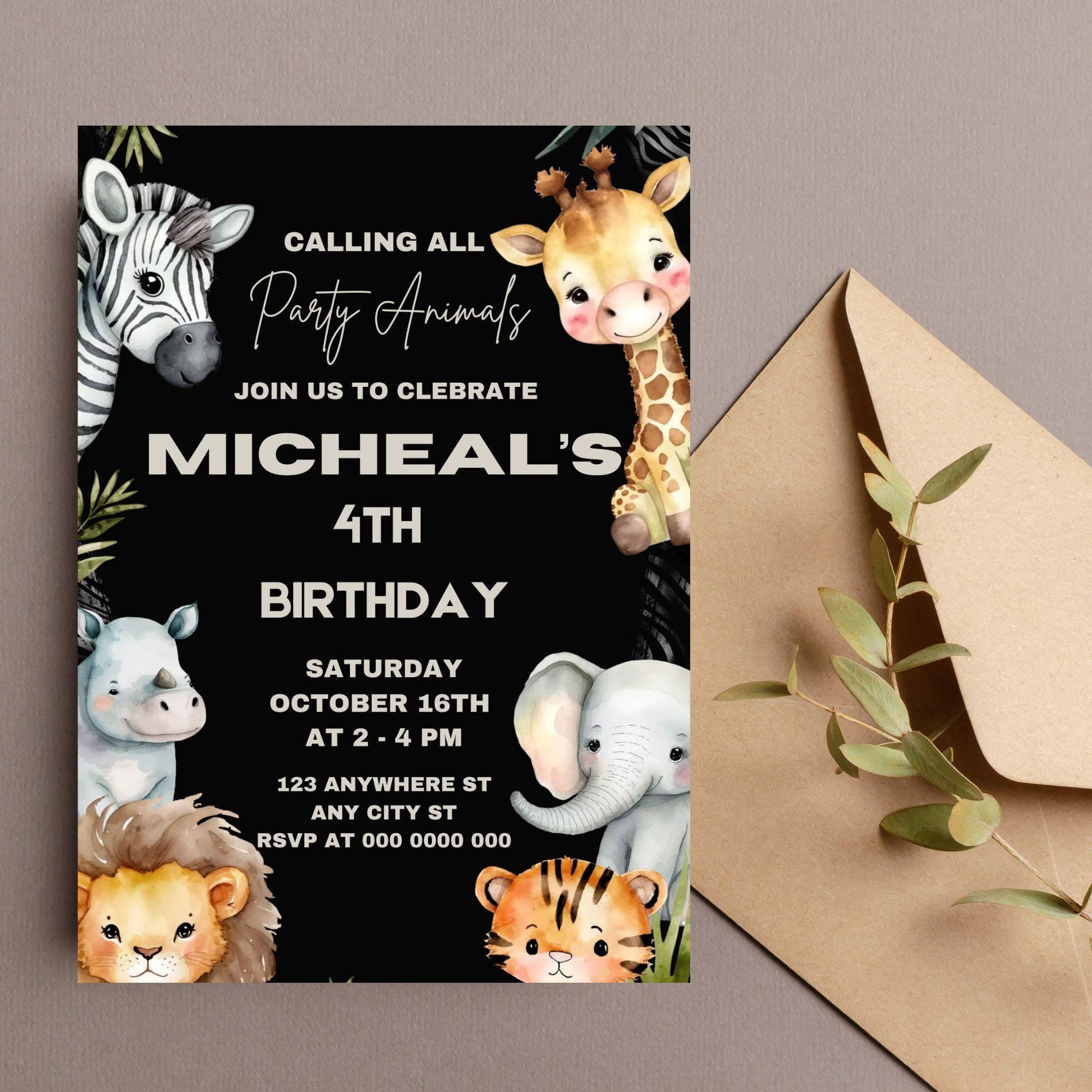 Editable Safari Birthday Invitation Template / Safari Birthday ...