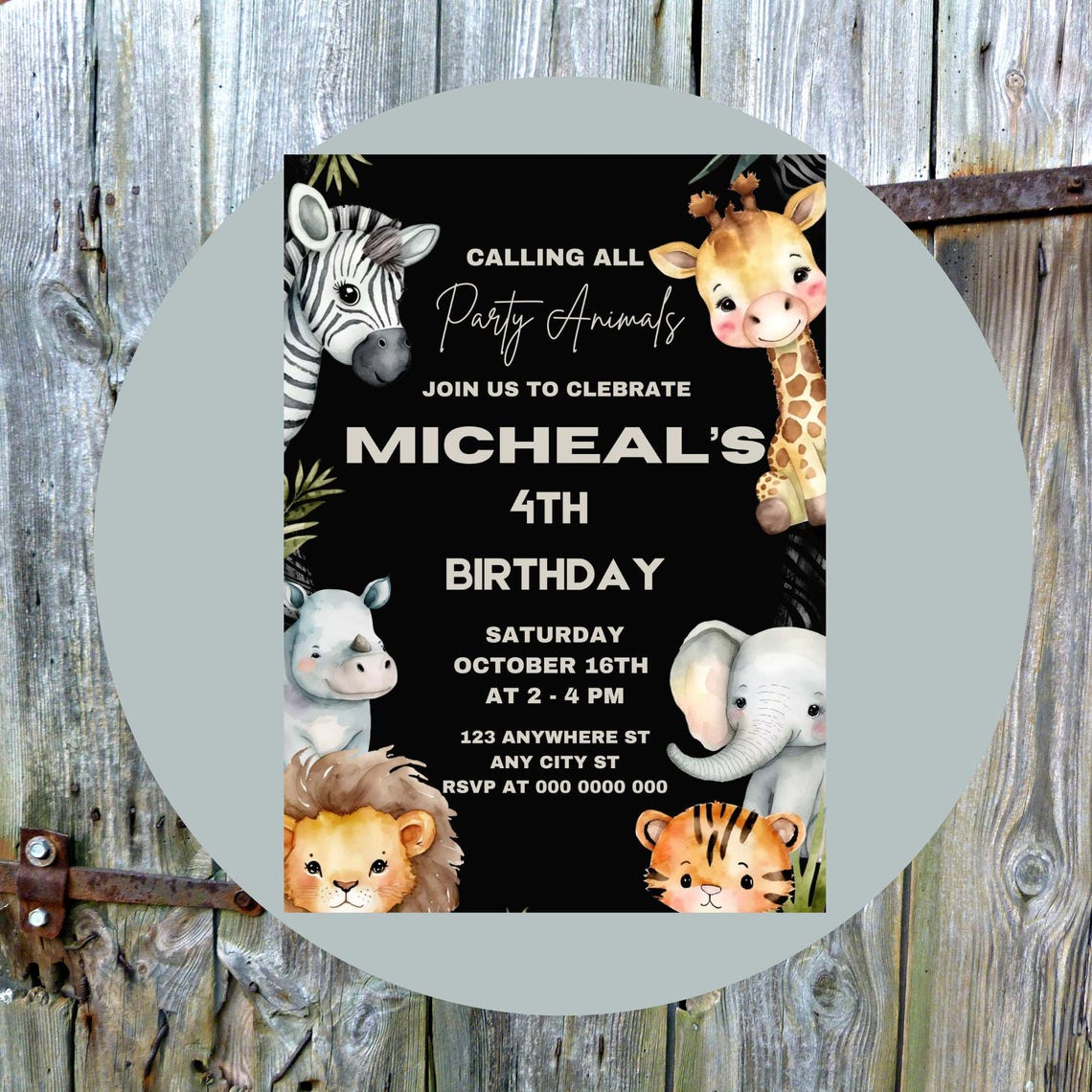 Editable Safari Birthday Invitation Template / Safari Birthday ...