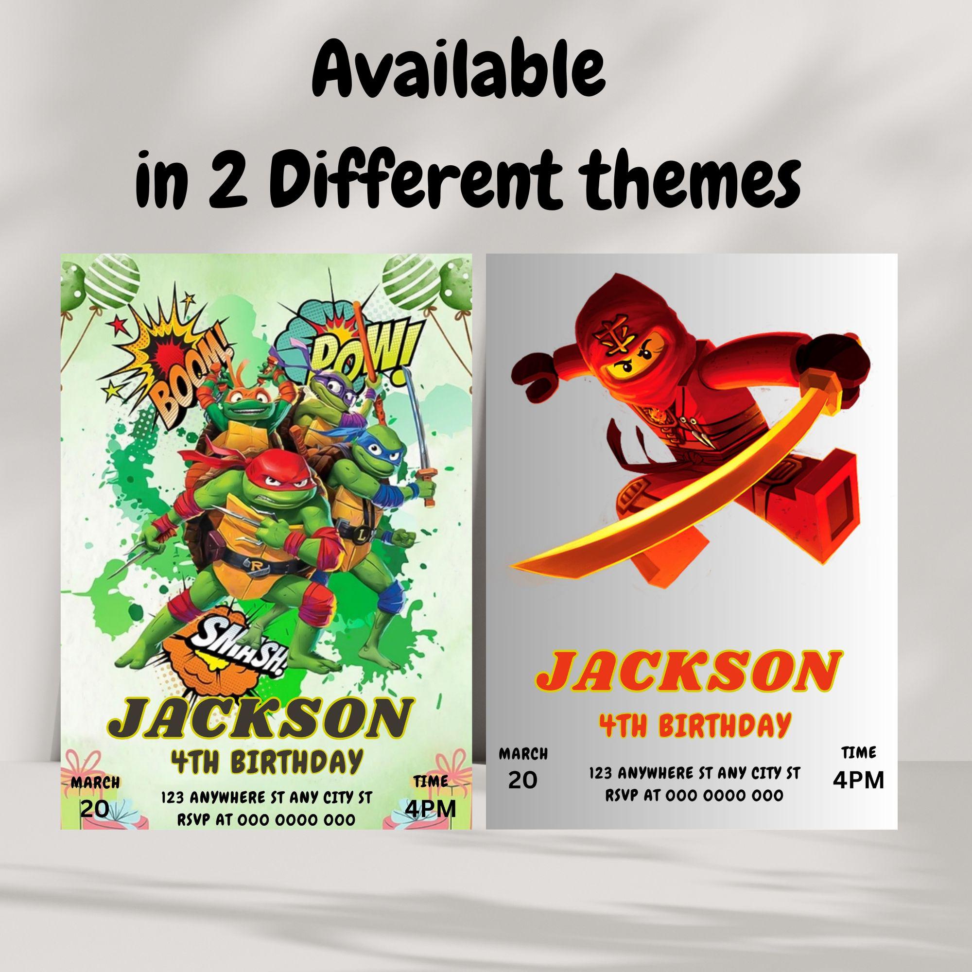 Printable Ninja Birthday Party Invitation, Editable Ninja Turtle ...