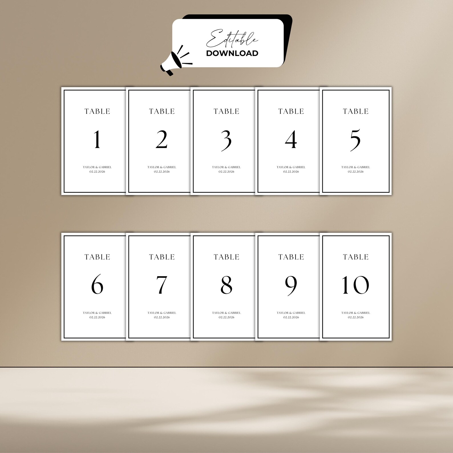Wedding Table Numbers, Printable Table Numbers, Editable Table Number ...