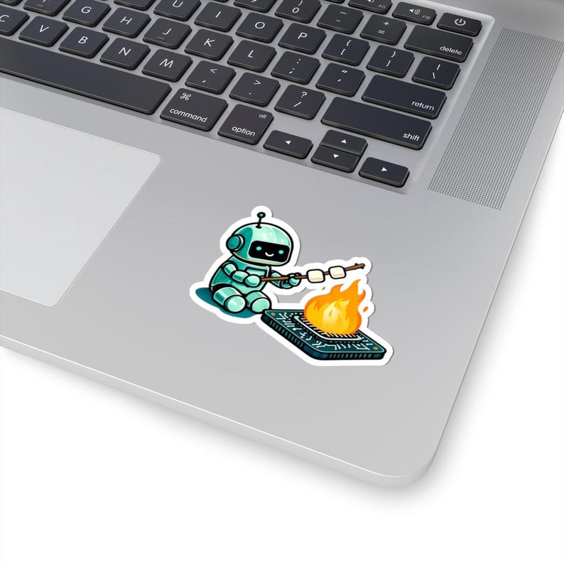 Robot Marshmallow Roasting Kiss-cut Stickers, Laptop Decals, Tech Geek ...
