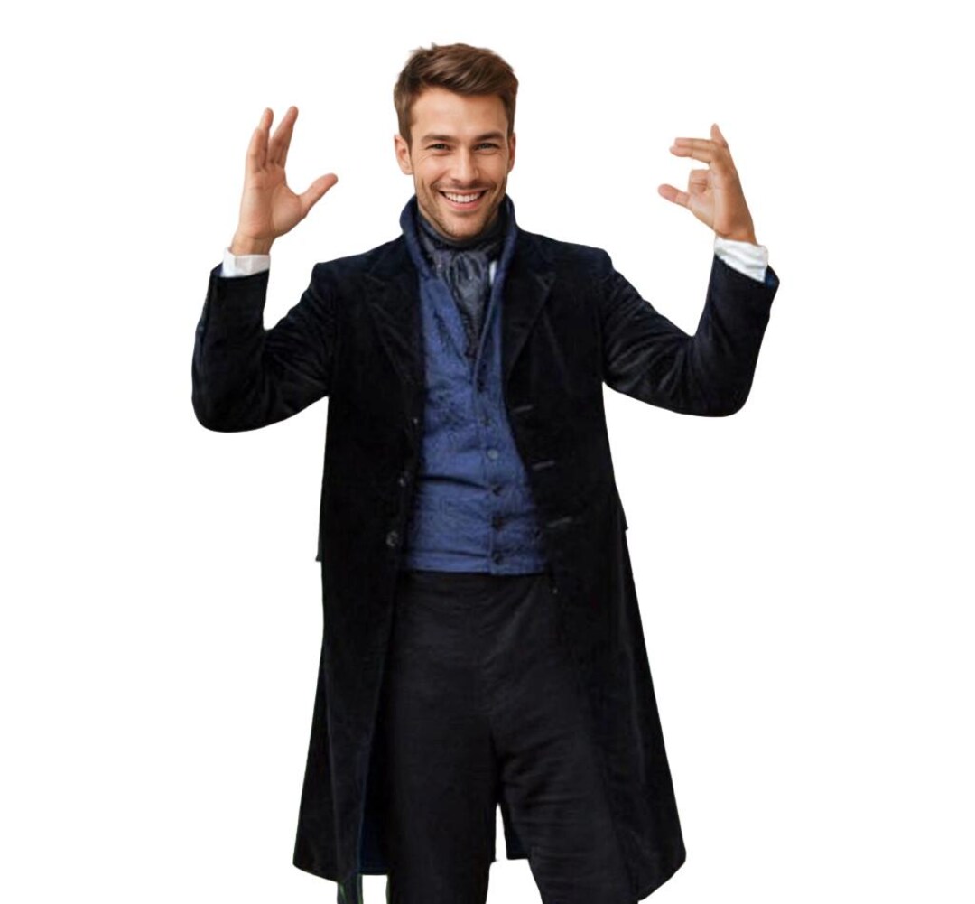 Handmade Mens Black Dr Velvet Cosplay Coat Soft Casual Outerwear for ...