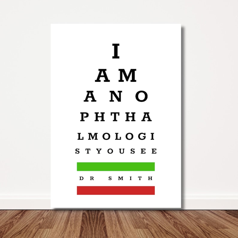 Personalised Snellen Eye Chart Poster | Optometrist | Ophthalmologist ...