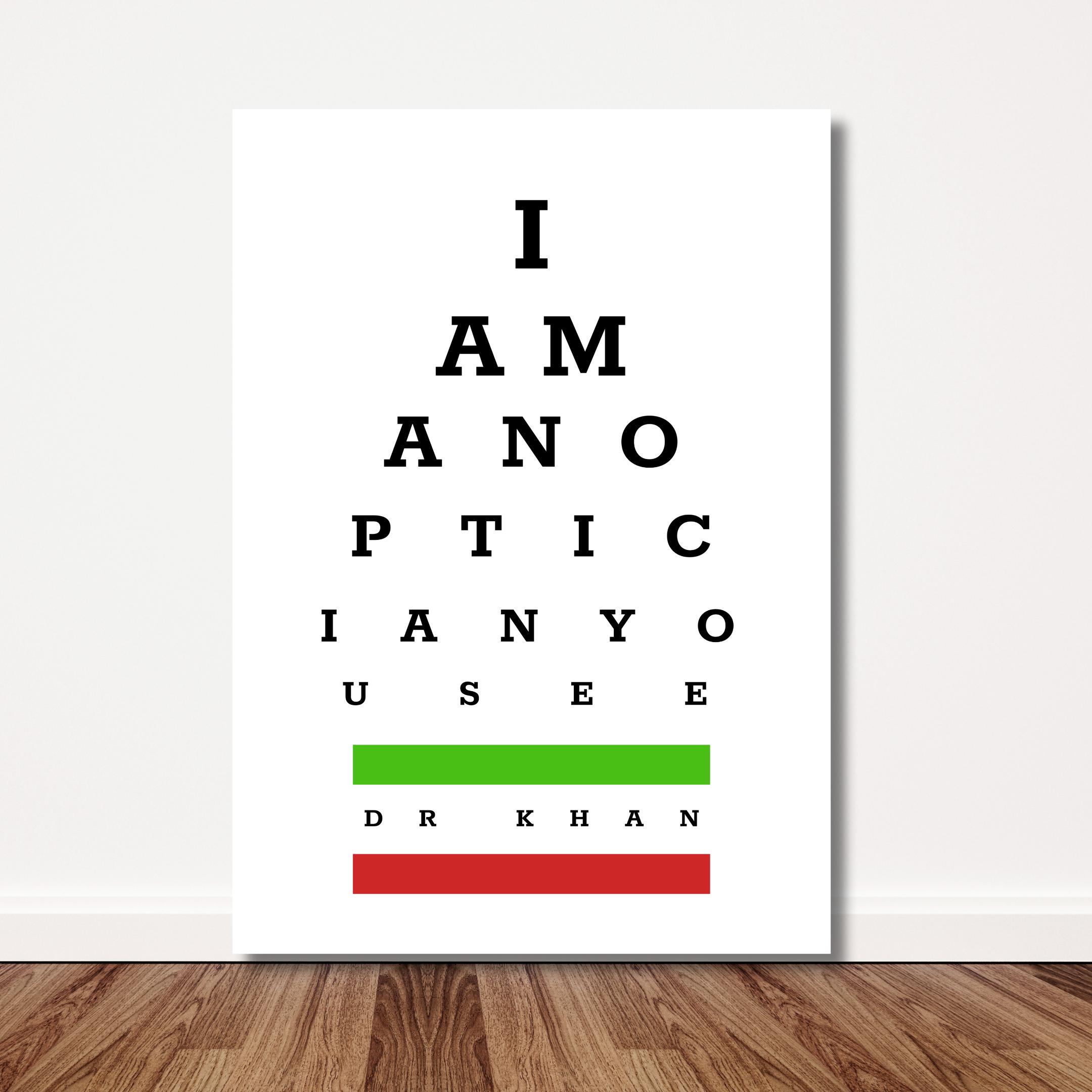 Personalised Snellen Eye Chart Poster | Optometrist | Ophthalmologist ...
