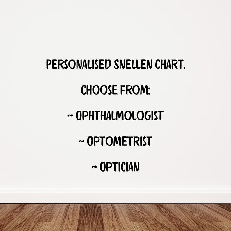 Personalised Snellen Eye Chart Poster | Optometrist | Ophthalmologist ...