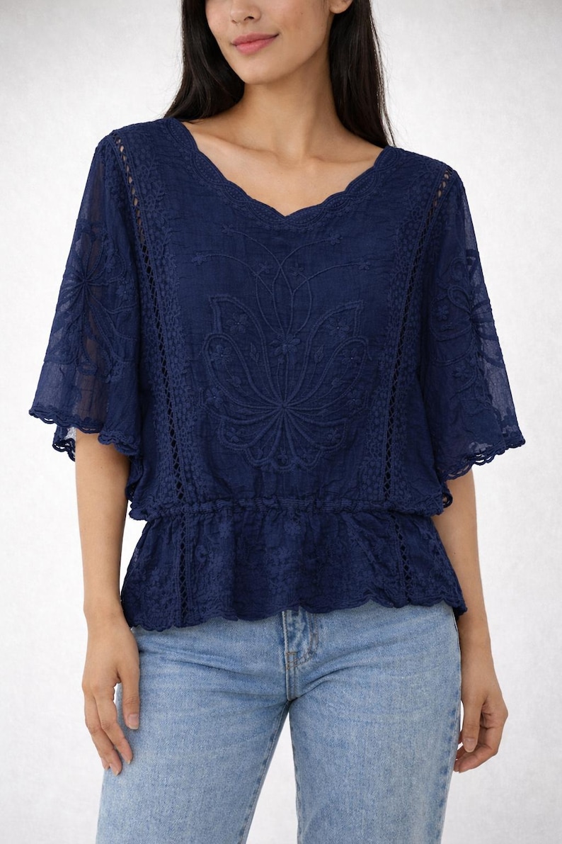 Embroidered Floral Lace Top: Butterfly Sleeve Boho Blouse (UK 8-16) - Etsy