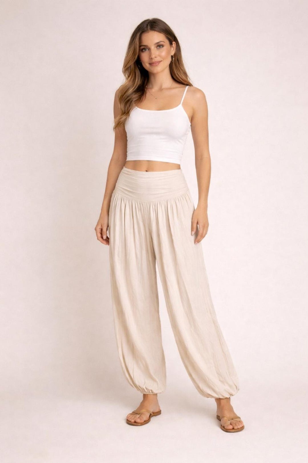 Women's Loose Baggy Harem Pants | Lightweight Viscose Summer Trousers ...