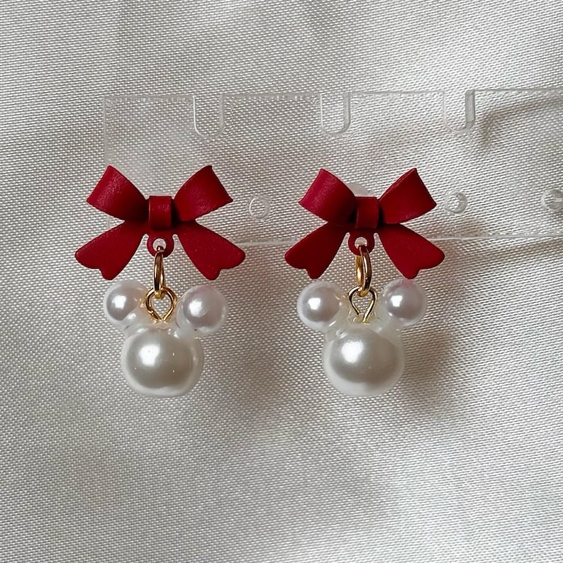 Bow Mouse Pearl Drop Earrings | 18k Gold Plated, Hypoallergenic - Etsy ...