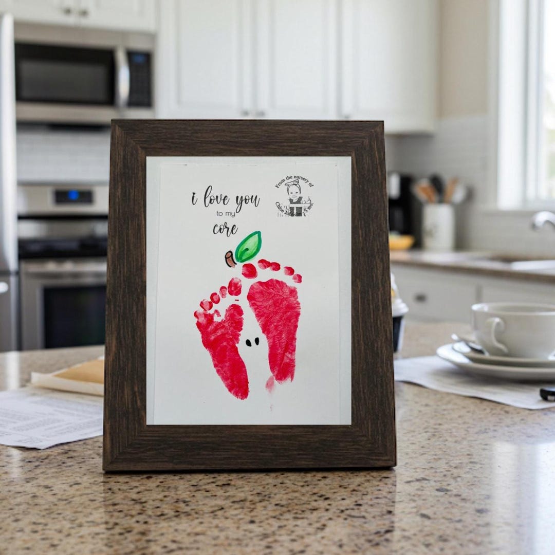 Baby Footprint Art : "i Love You to My Core" Apple Keepsake, DIY - Etsy