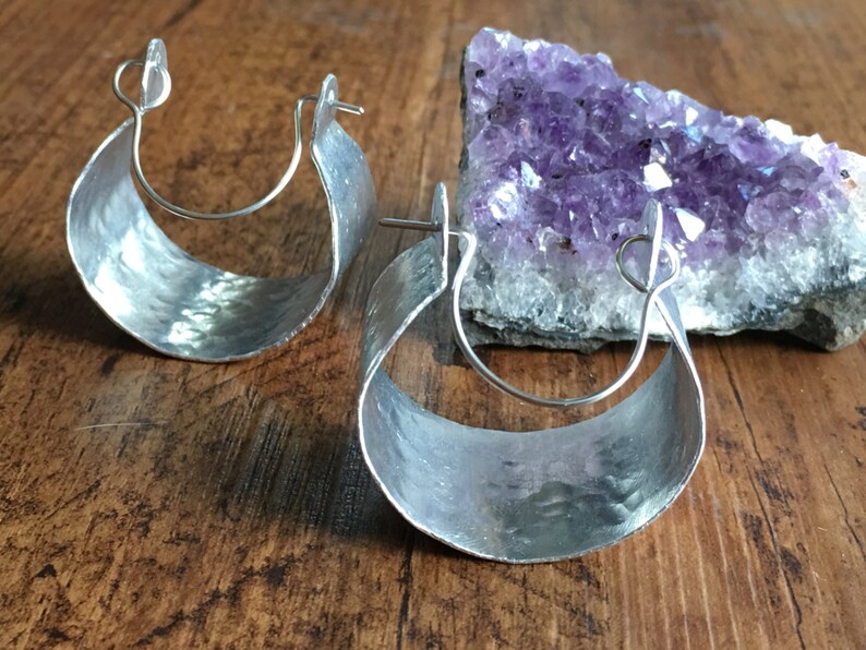 Rustic Metal Scoop Hoop Earrings Wide Metal Hoop Earrings - Etsy