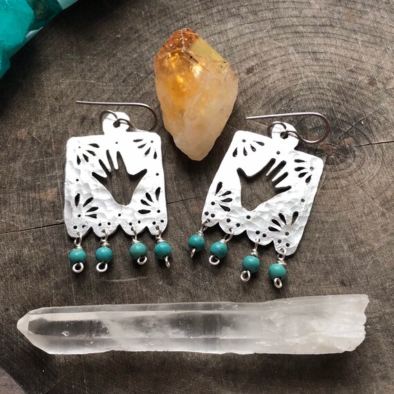 Papel picado earrings palmist earrings metal picado | Etsy