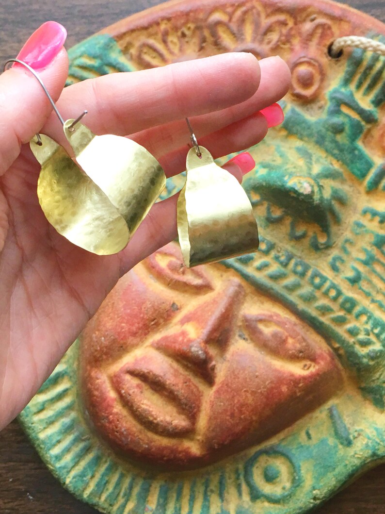 Rustic Metal Scoop Hoop Earrings Wide Metal Hoop Earrings - Etsy