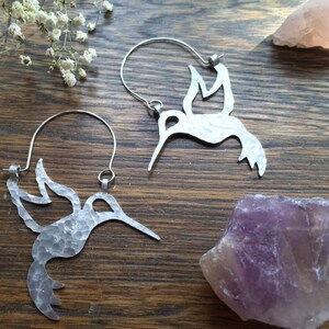 Hummingbird Earrings, Hummingbird Hoop Earrings, Colibri Earrings, Bird ...