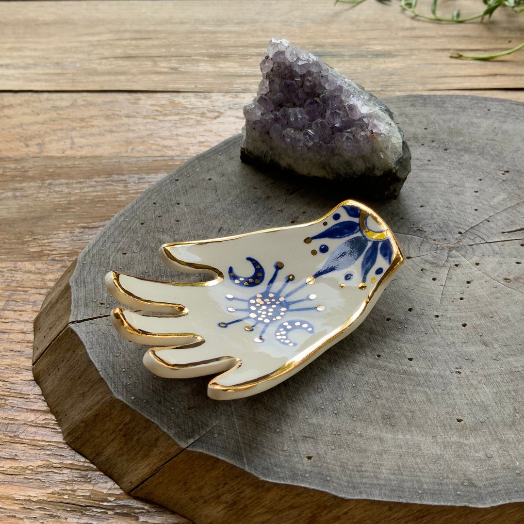 Celestial Hand Trinket Dish, Mini Ceramic Ring Dish, Ceramic Ring ...