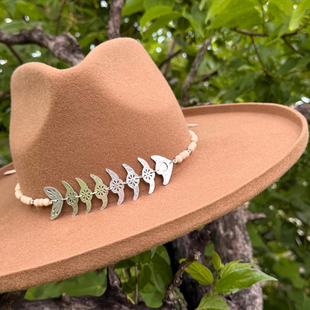 Pescado Picado Hat Band, Fish Skeleton Hat Band, Folk Fish Bone Hatband ...