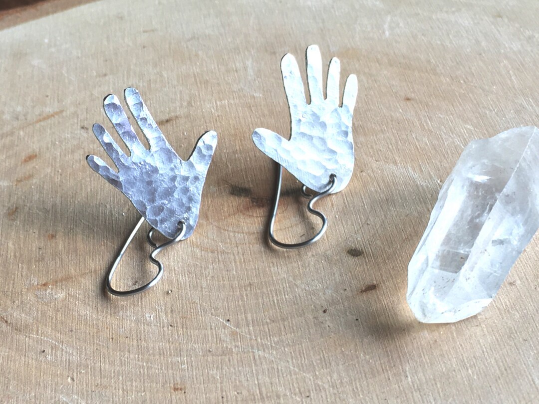 Hand Earrings, Small Metal Hand Earrings, Small Hand Dangle Earring ...