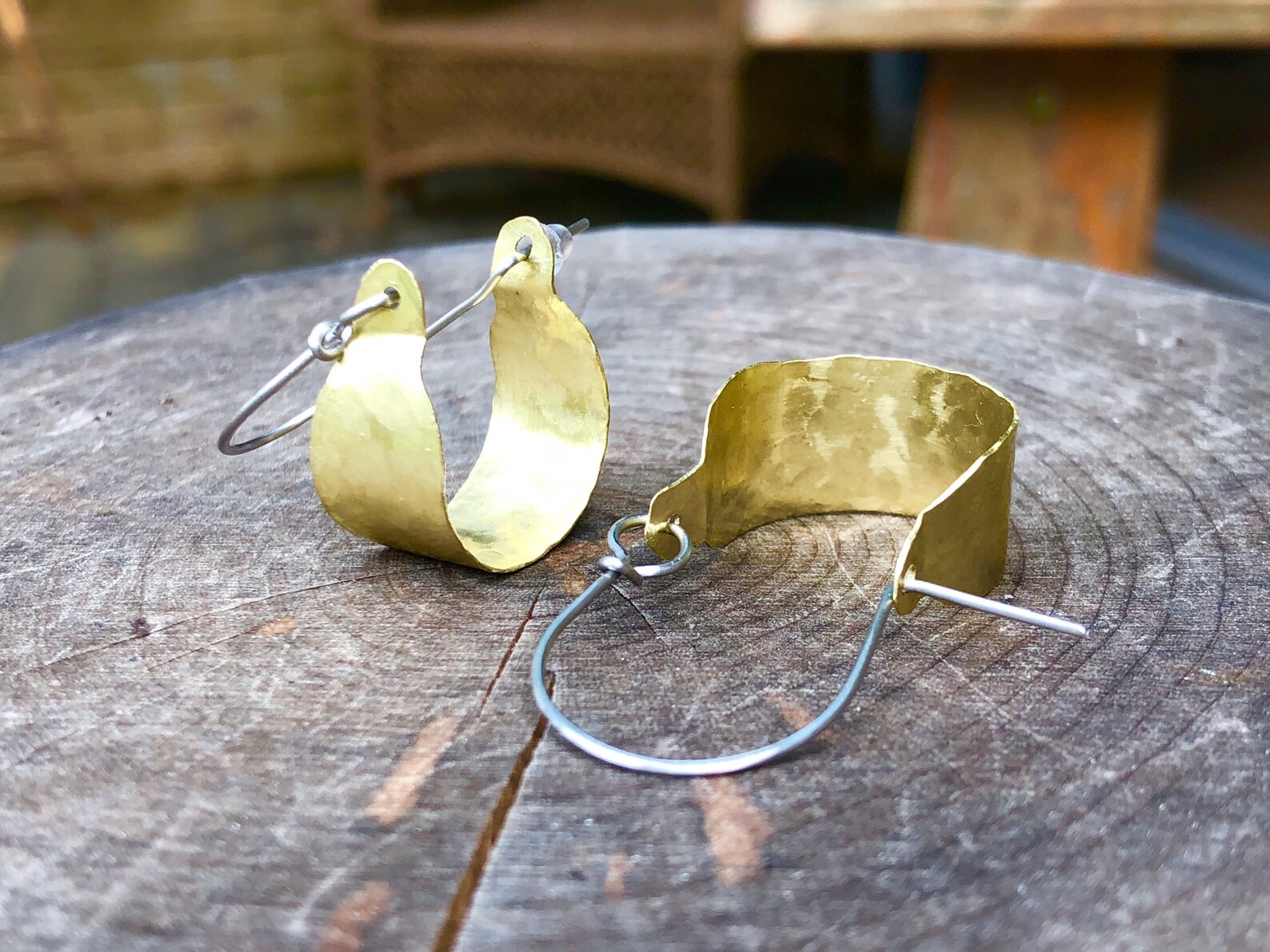 Rustic Metal Scoop Hoop Earrings Small Metal Hoop Earrings - Etsy