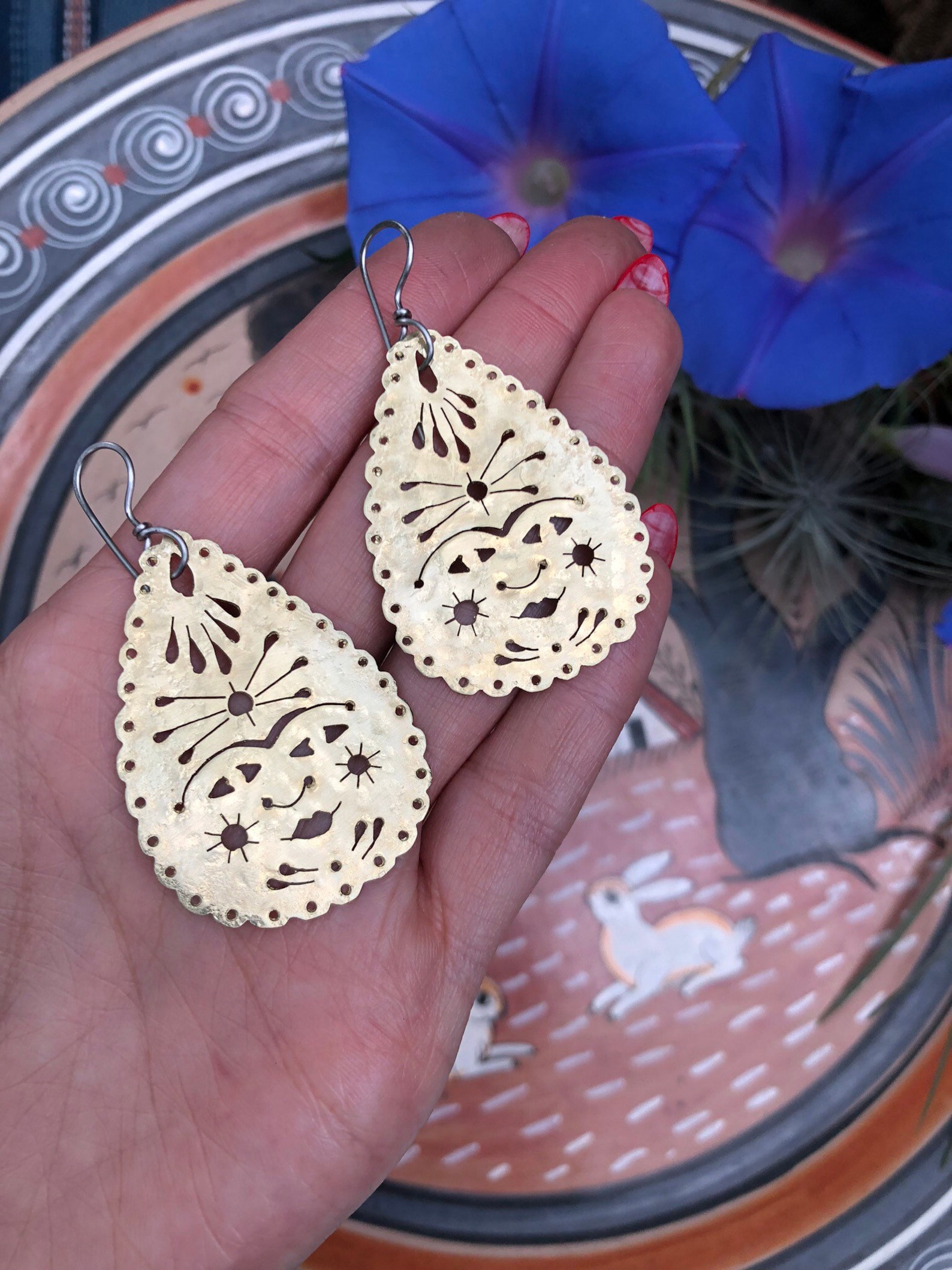 Papel Picado Earrings Metal Unibrow Lady Papel Picado - Etsy