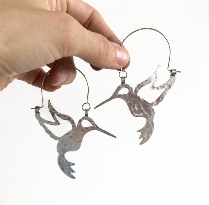 Hummingbird earrings Hummingbird hoop earrings Colibri | Etsy