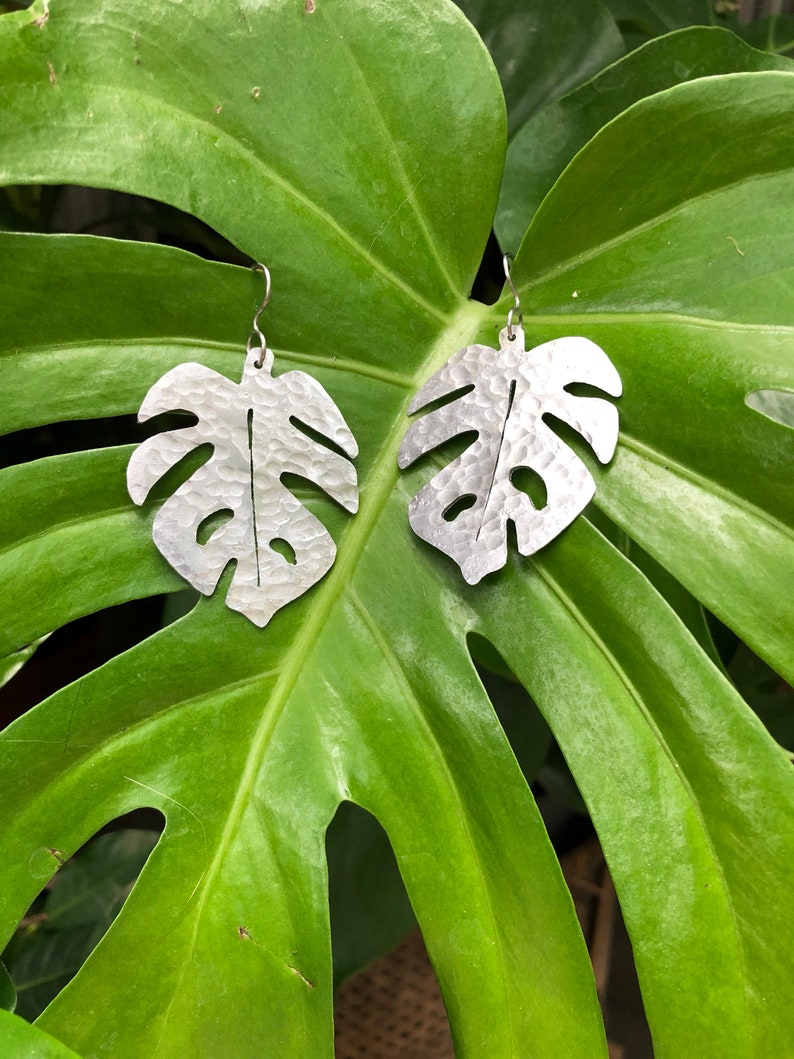 Monstera Leaf Earrings Tropical Leaf Earrings Philodendron - Etsy