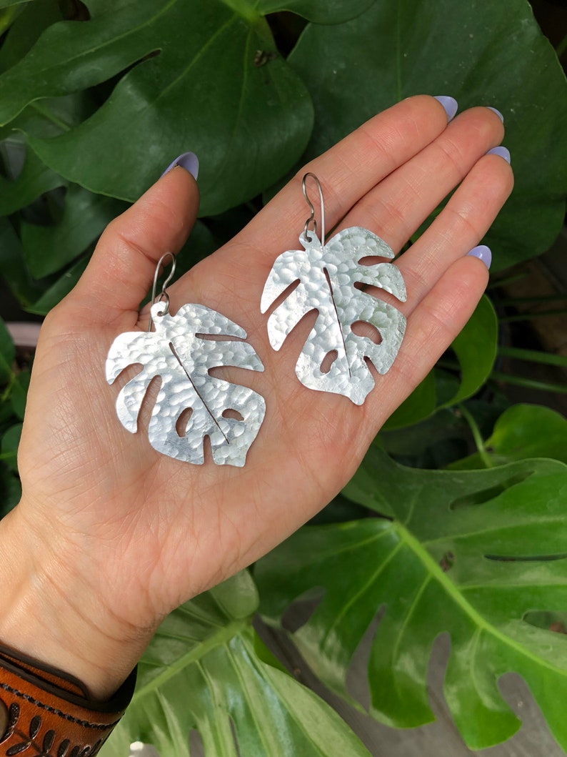 Monstera Leaf Earrings Tropical Leaf Earrings Philodendron - Etsy