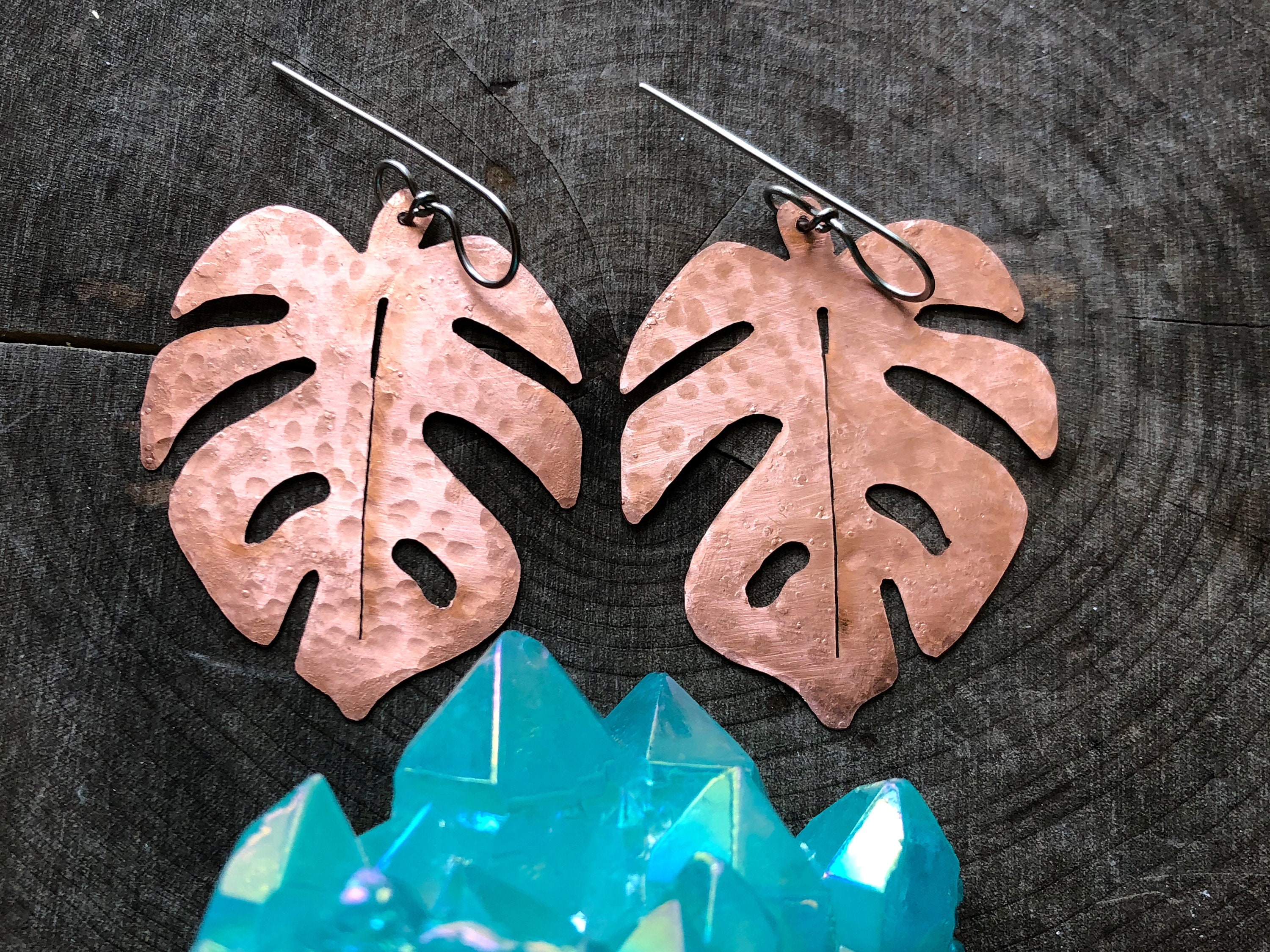 Monstera Leaf Earrings Tropical Leaf Earrings Philodendron - Etsy