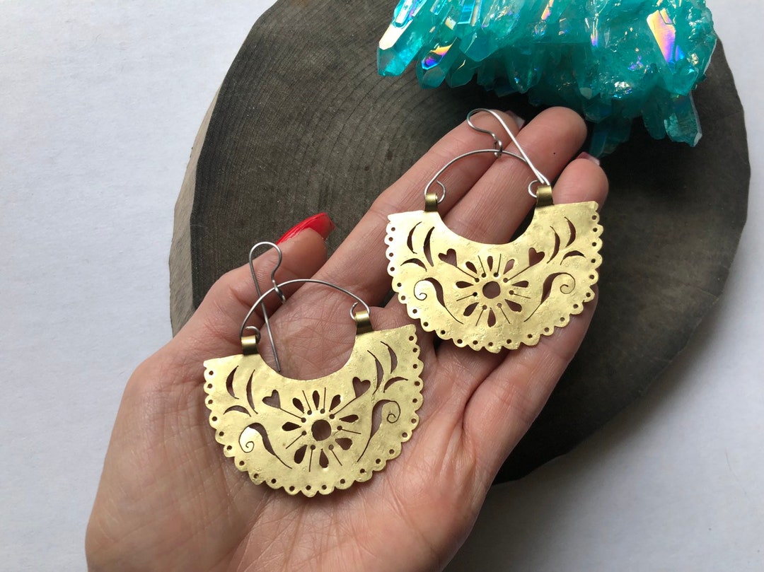 Handmade Metal Papel Picado Earrings: Fiesta Jewelry - Etsy