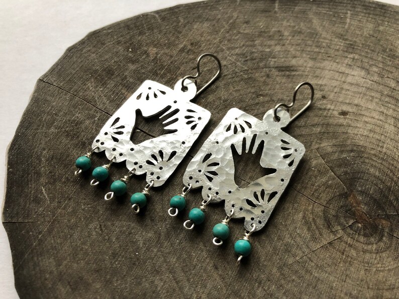 Papel picado earrings palmist earrings metal picado | Etsy