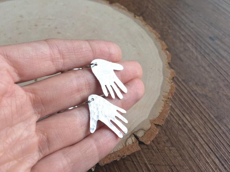 Hand earrings small metal hand earrings small hand dangle | Etsy