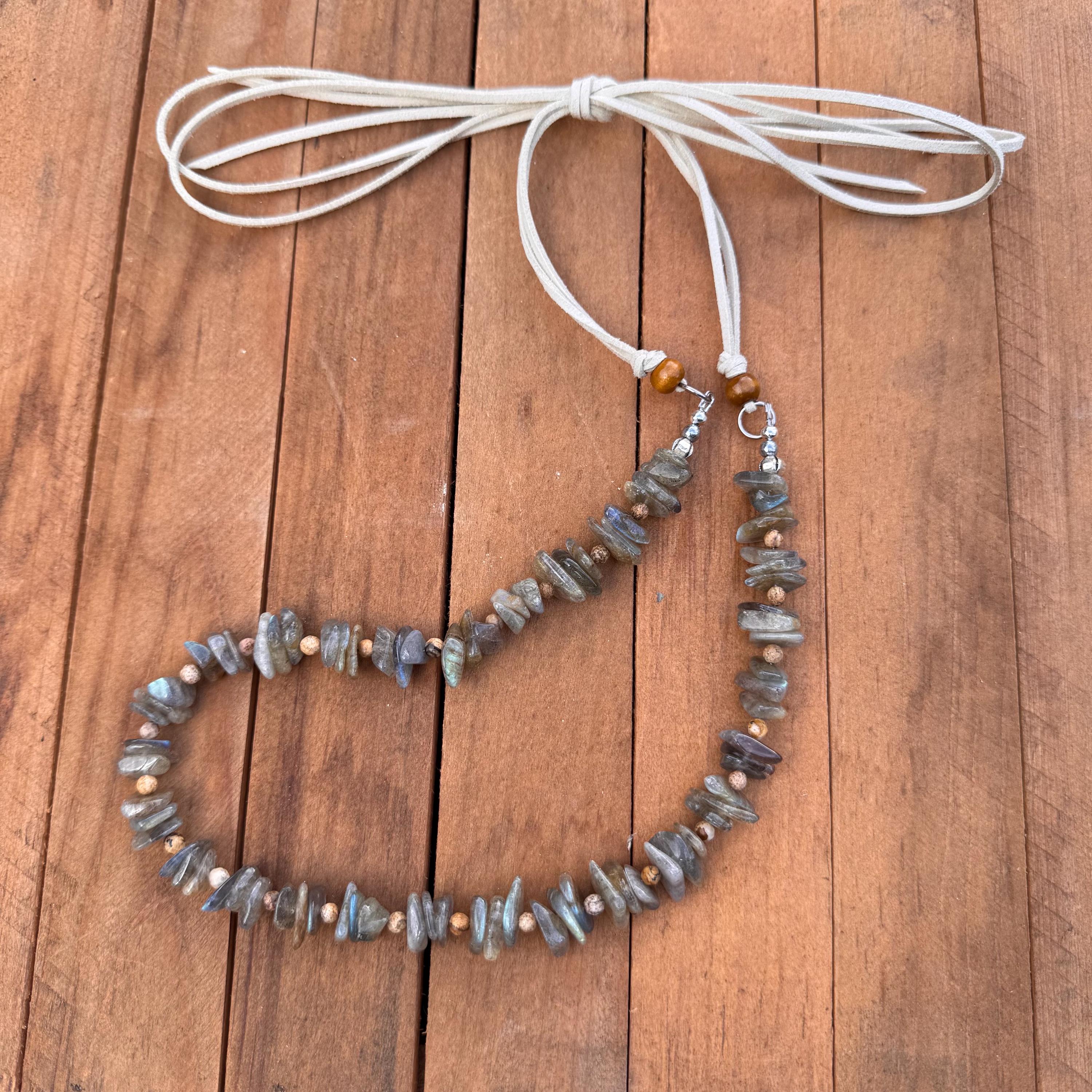 Labradorite Picture Jasper Hat Band: Adjustable Vegan Suede Cord - Etsy