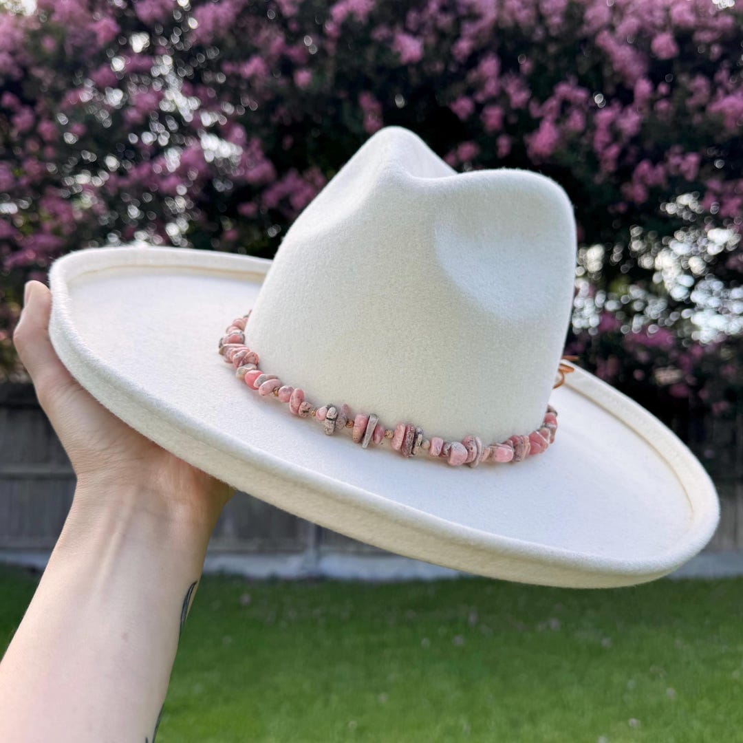 Rhodochrosite & Picture Jasper Hat Band: Vegan Suede Cord - Etsy