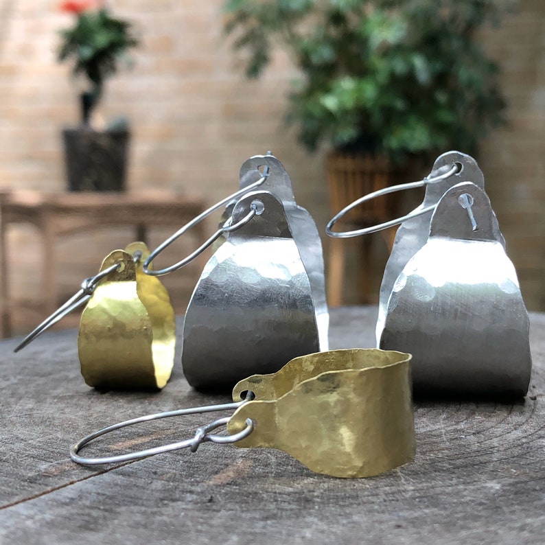 Rustic Metal Scoop Hoop Earrings Small Metal Hoop Earrings - Etsy